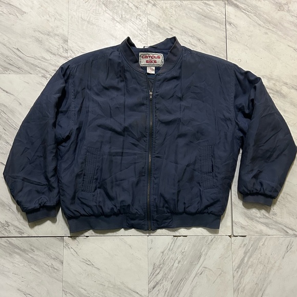 Campus | Jackets & Coats | Vintage Campus 0 Silk Navy Bomber Jacket ...